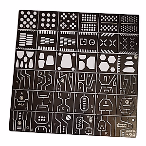 for Hobby Model Craft GK Tool Carving Auxiliary Ruler Stainless Steel Drill Hole Detail Maker Scribe line Stencil , 36 PCS in 1 (AJ0094)