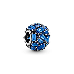 Pandora Jewelry Blue Ice Cube Crystal Charm in Sterling Silver