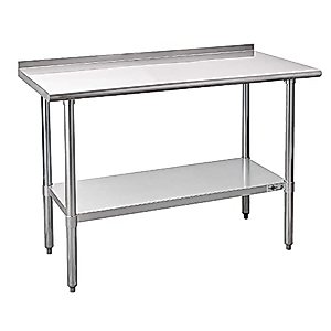 Profeeshaw Stainless Steel Prep Table NSF Commercial Work Table with Backsplash and Undershelf for Kitchen Restaurant 24×48 Inch