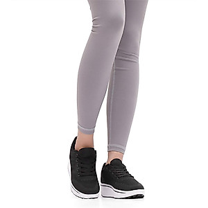 DADAWEN Women's Slip On Breathable Mesh Walking Tennis Shoes Lightweight Comfort Wedge Platform Casual Sneakers for Gym Travel Work Black US Size 7.5