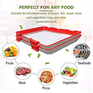 Food Plastic Preservation Tray, Stackable Food Tray Reusable Creative fresh tray food storage for Food Preservation (6 Pack)