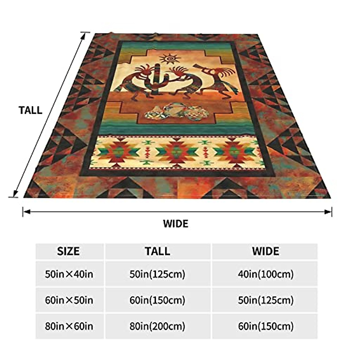 Arizona Kokopelli Retro Flute Art Full Fleece Throw Cloak Wearable Blanket Flannel Fluffy Comforter Quilt Nursery Bedroom Bedding King Size Plush Soft Cozy Air Conditioner Blanket