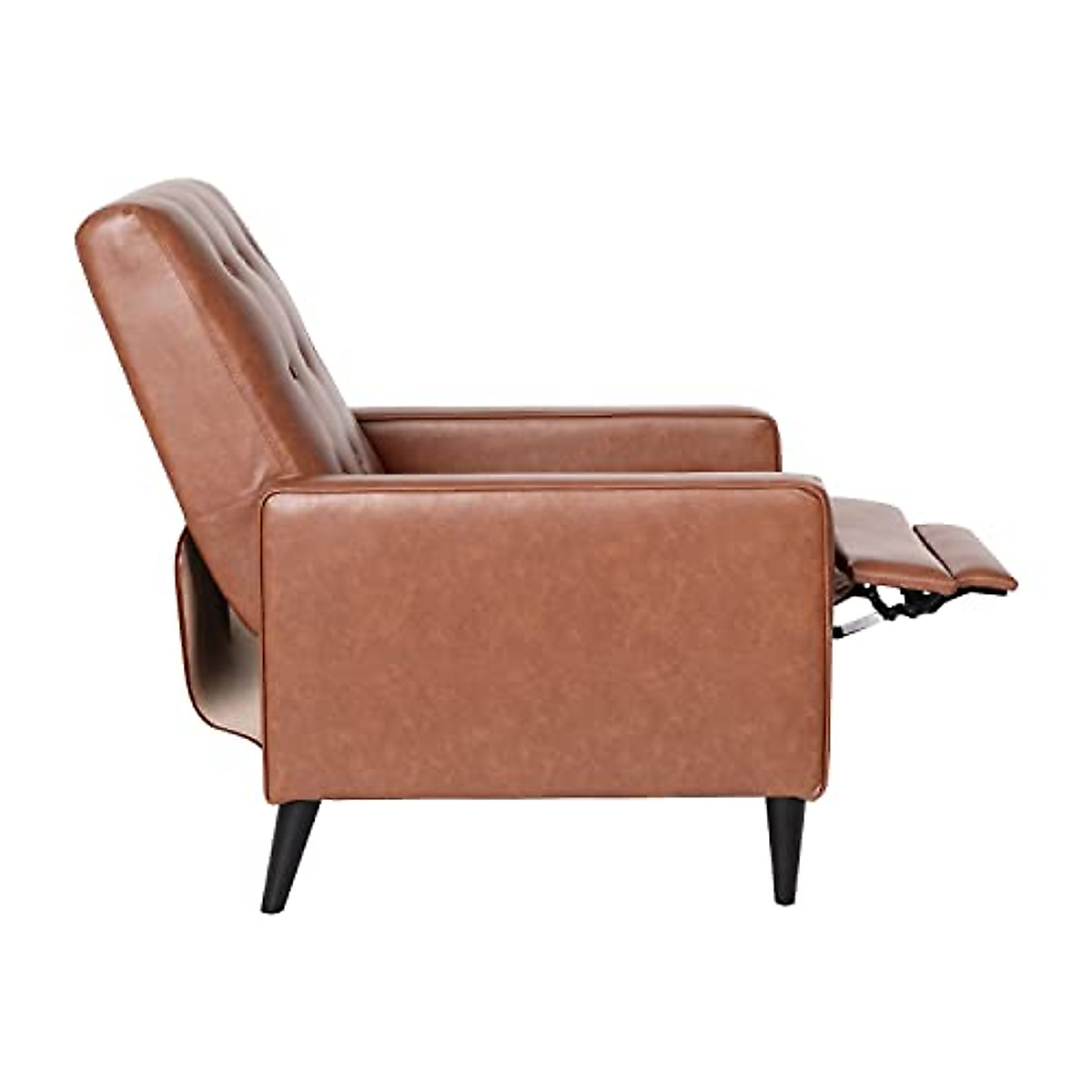 Flash Furniture Erza LeatherSoft Button Tufted Pushback Recliner, Mid-Century Modern Recliner Chair for Residential and Commercial Use, Cognac Brown