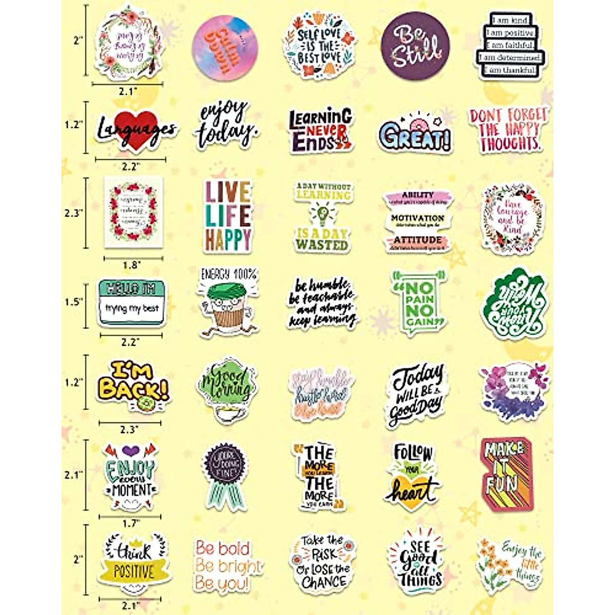 300 PCS Inspirational Water Bottle Stickers, Motivational Vinyl Waterproof Stickers Laptop Positive Stickers for Journaling Scrapbooking Teacher Reward Quote Stickers for Adults Kids Teens