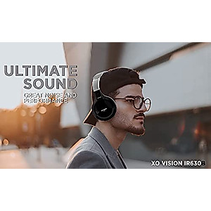 XO Vision IR630BL Universal IR Wireless Foldable Headphones - Black Wireless Bluetooth-Enabled Lightweight Portable for iPhone, Car, Kids Wireless Headphones for Universal Car Entertainment System