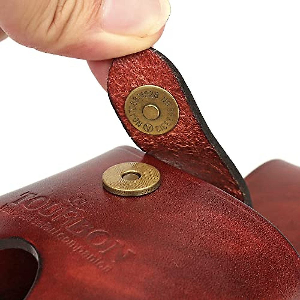 TOURBON Leather Tape Measure Holder for Belt (Brown - Small)
