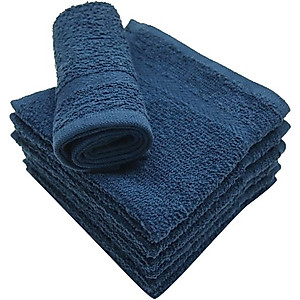 Linteum Textile (12-Pack, 13x13 in, Navy Blue) WASHCLOTHS Face Towels, 100% Soft Cotton