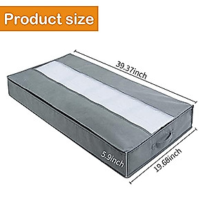 ijnbfe Large Under Bed Storage Bag ,2 Pack Foldable King Size Thick Breathable Underbed Clothes Bags with Clear Window,Underbed for Clothing Duvet Comforters ,Blankets ,Pillows(40x20x6 In)