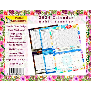 2024 Monthly Desktop/Wall Calendar/Planner - Habit Tracker - Daily, Weekly & Monthly Goal Motivational Habit Tracking Journal Inspirational - (Edition #022)
