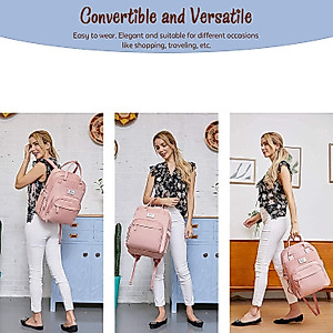 RUVALINO Diaper Bag Backpack, Stroller Hooks, Multifunction Travel Baby Back Pack with Changing Pad, Universal Stroller Clips for Mom Girls