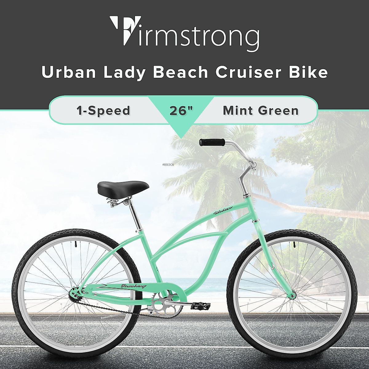 Firmstrong Urban Lady Single Speed - Women's 26" Beach Cruiser Bike (Mint Green)