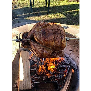 onlyfire Barbecue Rotating Cordless Dual Post Open Fire Spit Rotisserie Grill System with 38 Inch Spit Rod