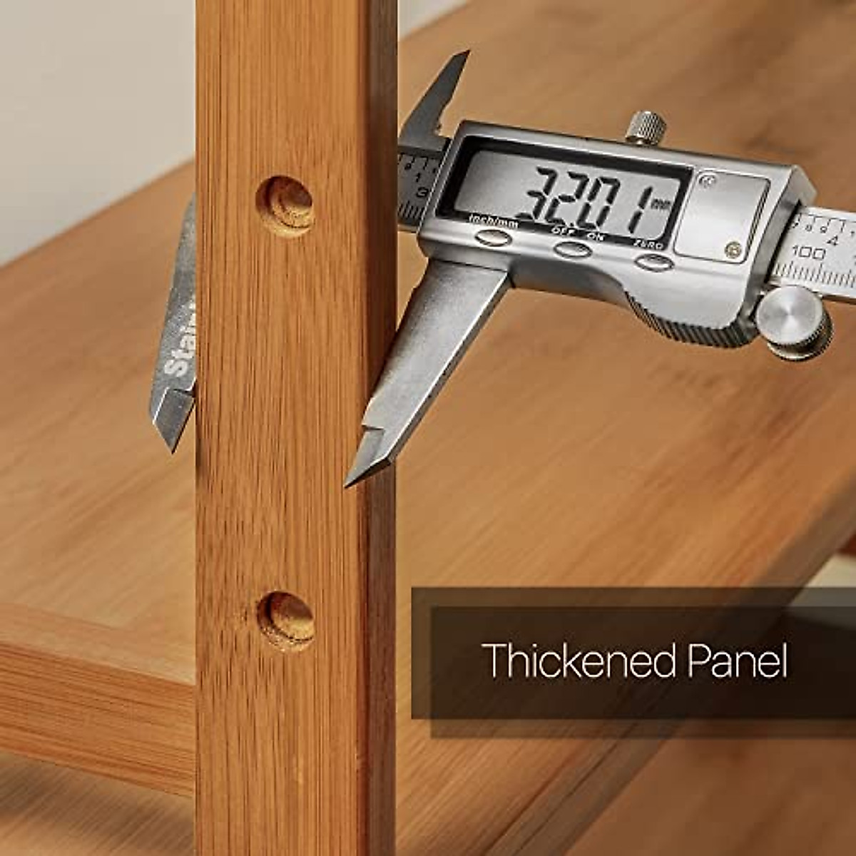 MoNiBloom Bamboo Wide 5-Tier Bookshelf Large Adjustable Bookcase Shelf Organizer Rack in Living Room Study Library Home Office, Natural