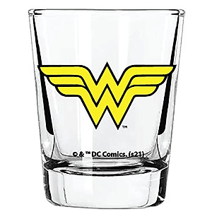 DC Comics Justice League Shot Glass Set - 2 oz. Capacity - Set of 4 Shot Glasses - Superman, Batman, Wonder Woman, Flash Clear