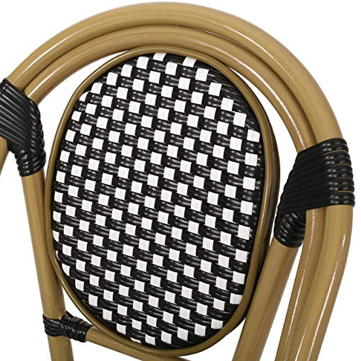 Christopher Knight Home Gwendolyn Outdoor French Bistro Chairs (Set of 2), Black + White + Bamboo Print Finish