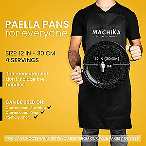 Machika Enamel Paella Pan | Paella Pan | Skillet for Paella and Rice Recipes | Perfect for Indoor & Outdoors | Easy Cleaning | Rust Proof Coating | 4 Servings | 12 inches |