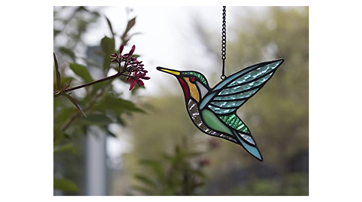 Stained Glass Hummingbird Suncatcher | Beautiful Window Decor