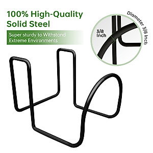 Jantens Heavy Duty Hose Holder Wall Mount for Outdoor, Fits 3/4 Inch to 1-1/4 Inch Railing, Powder Coated Steel Hook for Expandable Hose, Water Hose, Pocket Hose, Flexible Hose, Magic Hose - Black