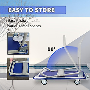 TAGEPOR Folding Steel Platform Hand truck with Brake Heavy Industrial Cart Load 330lb Flatbed Truck Warehouse Handling (29.2x18.1（load 330lb）)