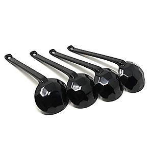 ASIAN HOME Black Melamine Japanese Long Handle Spoons for Ramen, Soup, Hot Pot Eating, Mixing, Stirring 8.25 Inches (4 spoons)