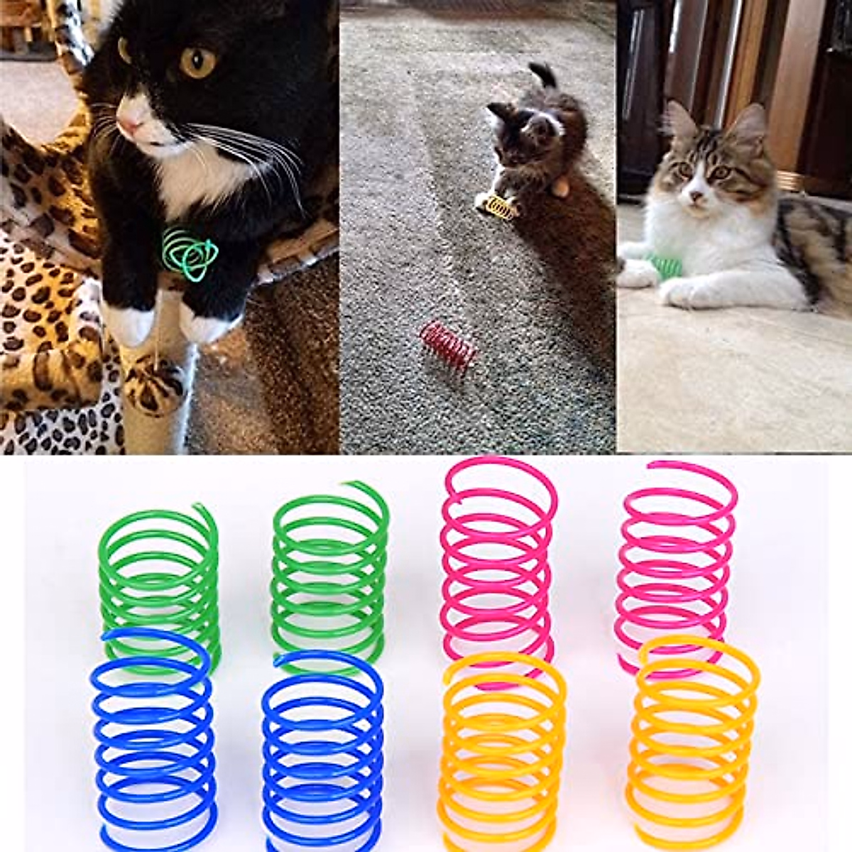 40 Pack Cat Spring Toy, Interactive Cat Toy for Indoor Cats Durable Plastic Coils Colorful Springs Cat Toys Active Healthy Fitness Play Coil Spiral Springs Kitten Toys for Swatting, Biting, Hunting