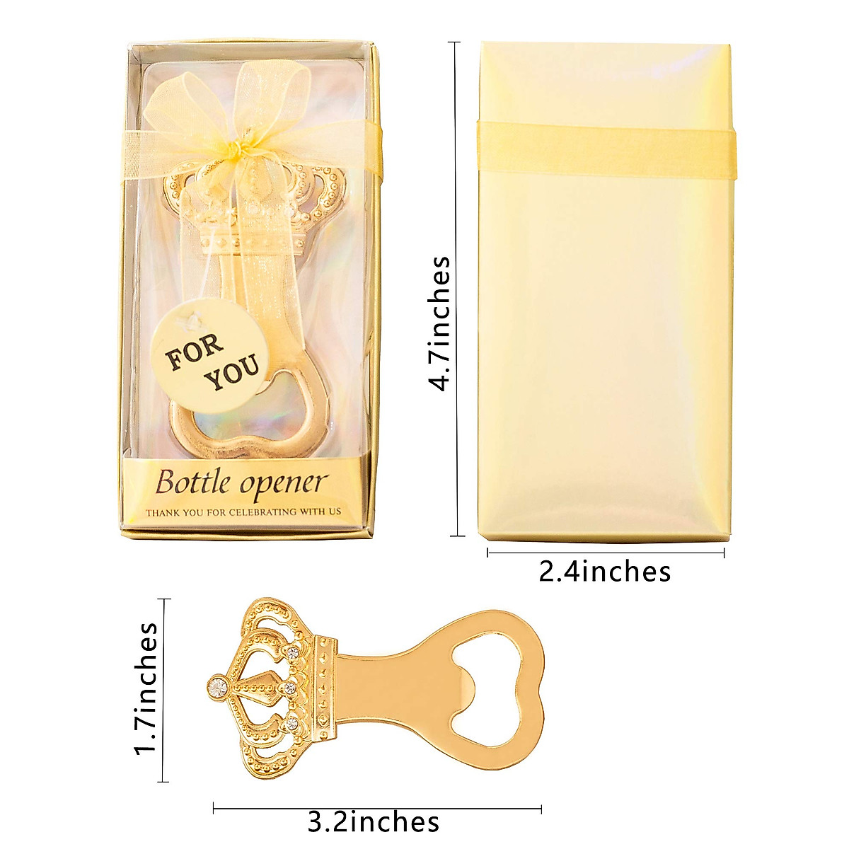 NC 24PCS Crown Bottle Opener Crown Baby Shower or Wedding Even Birthday Party Gifts for Guests, Baby Shower or Gold Wedding Favors Bridal Shower Favors,Birthday Decorations Supplies (gold, 24)