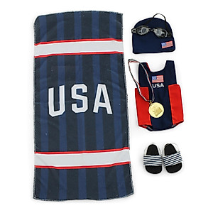 Emily Rose 18-Inch Doll 6-Piece Competition Bathing Suit Swimsuit and Accessories, Including Medal & Goggles! | Gift Boxed! | Compatible with 18" American Girl Dolls