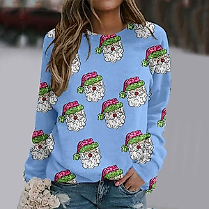 Christmas Shirts for Women Halloween Crewneck Christmas Shirt Shirts Shirts Knitwear Pullover Jumper Tops Hooded Sweaters Plus Size 3/4 Cuffed Sleeve Grey Leggings Cargo Pants Women high Waist