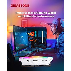 【RGB DDR4 RAM】 GIGSASTONE Game PRO 32GB Kit (2x16GB) DDR4-3200MHz PC4-25600 CL16-20-20-40 Intel XMP 2.0 AMD Ryzen 1.35V UDIMM 288 Pin Unbuffered Non ECC High Performance Gaming Desktop Memory - White