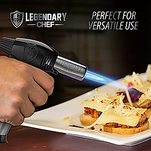 Culinary Cooking Torch - Kitchen Food Torch for Creme Brulee, Baking, Desserts and Searing- Butane Torch Lighter, Blow Torch for Cooking with Lock and Adjustable Flame (Butane Gas Not Included) Black