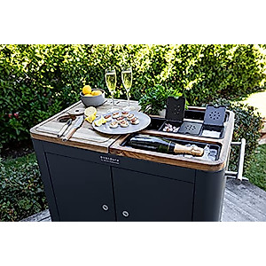 Everdure Mobile Prep Kitchen, 40-Inch Indoor/Outdoor Kitchen Island, Rolling Cart with Lockable Wheels, Equipped with Built-in Cutting Board and Serving Trays, Graphite