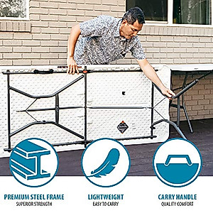 Lifetime 25011 Fold In Half Light Commercial Table, 6 Feet, White Granite