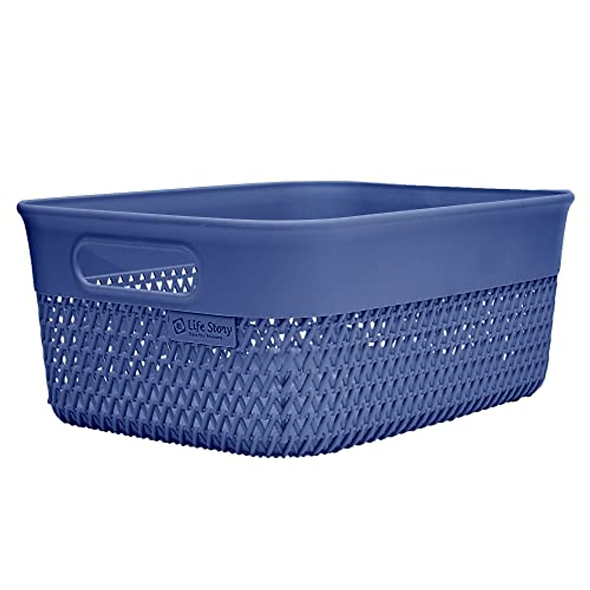 Life Story 10 Quart Lightweight Heavy Duty Woven Trendy Storage Organizer Holder Bin Basket w/Built In Handles for Household Storage, Blue (12 Pack)