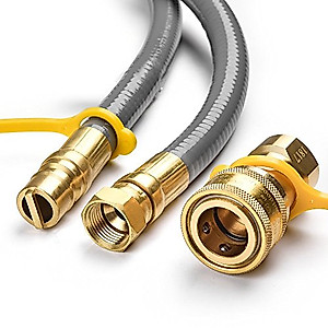 12 Feet 1/2" QDD+NG 144" Hose Natural Gas and Propane Conversion Kit [2585] 1/2" Quick Disconnect Low Pressure Hose Assembly for Outdoor Use Grill Griddle Smoker Fire Pit Pizza Oven Generator Heater