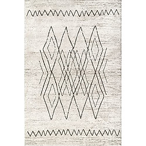 nuLOOM Miriam Machine Washable Geometric Diamond Area Rug, 8' x 10', Beige