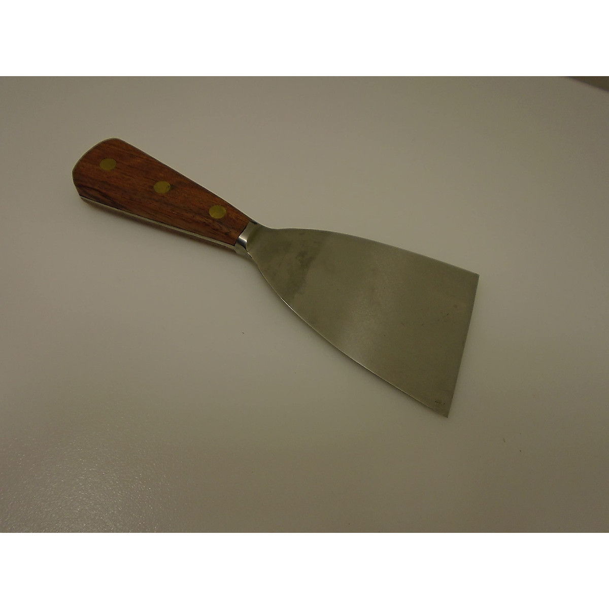 Dexter 3 inch High Carbon Steel Scraper Forged Semi Flex Angled Blade Full Tang with Triple brass rivets 525-3F Wood Handle