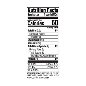 HAPPY BABY Organic Broccoli & Carrots with Olive Oil & Garlic Baby Food, 4 OZ