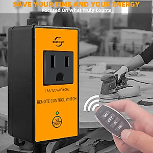 MIAOLINK 120v Automatic Vacuum Switch Wireless Remote Control Dust Collector Starter Outlet Switch (Battery Included) (120V)