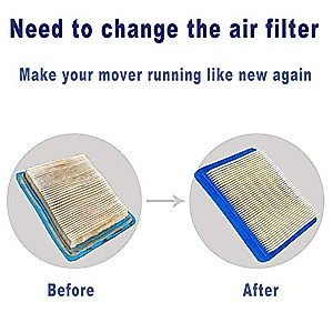 HEYZLASS 5 Pack 491588S Air Filter, Compatible with Briggs Stratton 491588 4915885 Flat OEM Air Cleaner Cartridge, Lawn Mower Air Filter