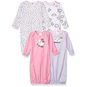 Gerber Unisex Baby Boy and Girls 4-Pack Sleeper Gown Clouds 0-6 Months