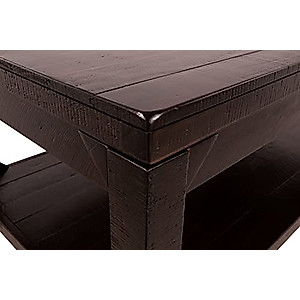 Signature Design by Ashley Rogness Rustic Rectangular Lift Top Coffee Table, Distressed Dark Brown