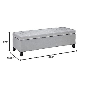 Christopher Knight Home Ottilie Fabric Storage Ottoman, Light Grey 17.50”D x 51.25”W x 17.43”H