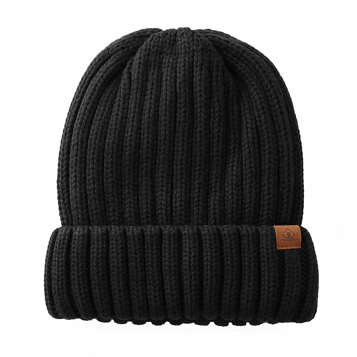 Home Prefer Men's Winter Hats Acrylic Knit Beanie Watch Cap Cold Weather Snow Ski Beanie Hat with Lining Black
