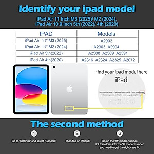 Gexmil Leather Case for iPad Air 11 Inch M3 2025/ M2 2024,iPad Air 10.9 Inch Case 5th/4th Generation 2022/2020, Top Grain Leather Cover Auto Sleep/Wake, Adjustable Stand,Buffalo Pattern