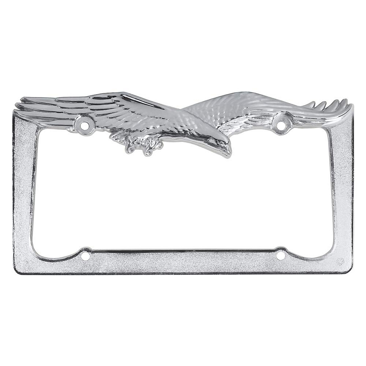 BDK Chrome Plated Rust-Proof Die-Cast Stainless Metal License Plate Frame/Holder Universal Size - American Bald Eagle (Pack of 2)