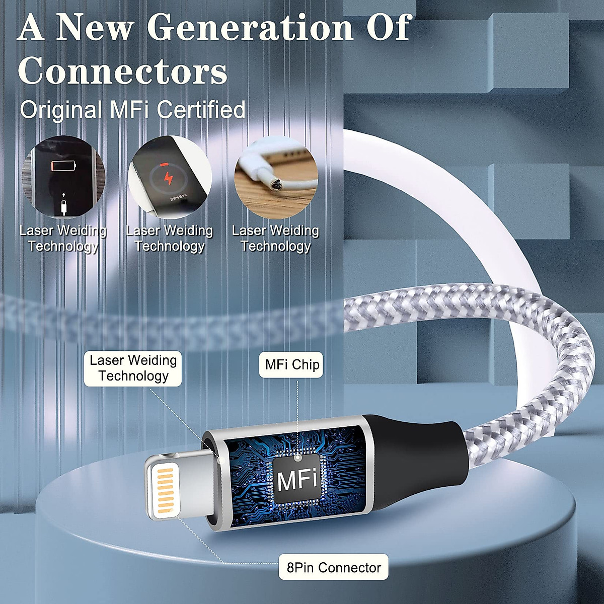 USB C to Lightning Cable,iPhone Charger Fast Charging Cord [Apple MFi Certified] 3Pack 10FT Fast iPhone Charger Cable,Nylon Braided USBC to Lightning Cable for iPhone 14 Pro/13/12 MiNi/11/XR,AirPods