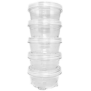 PAYLAK Storage Containers Clear Stackable Interlocking Detachable with Lid 5 for Beads Food Jewelry Coins Medicine Screws Nuts - 3 1/2" Round
