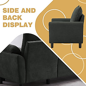 Chireca Sectional Sofa Set of 79.5" Convertible Sofa & Accent Chair, Small L Shaped 3 Seat Couch with Reversible Ottoman, Modern Linen Sofa Couch for Living Room, Office, Apartment, Black