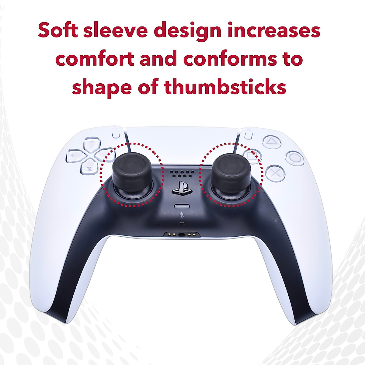 Setex Gecko Grip, 2 High Rise Thumbstick Grip Covers, for PlayStation PS5, PS4, Xbox One, Switch Pro, Steam Deck, Anti-Slip Microstructured Analog Stick Thumb Grips, Black, Covers Only