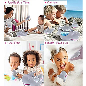 Dollibu Family Animal Bath Squirters 4 Piece Bath Toy Set, Toddler Bath Toys for Bathtime & Water Fun, Girls & Boys Floating Rubber Squirt Toys, Floaty Pool Toys for Toddlers & Kids (Gray)